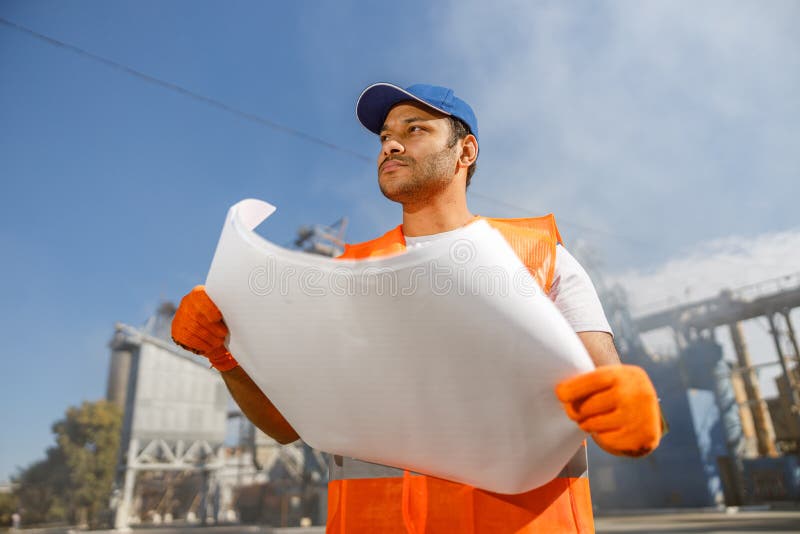 Young Foreman Working at Construction Material Factory Stock Image ...