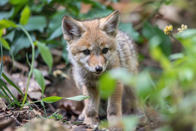 A Young Fox Walking through the Woods Stock Photo - Image of generated ...