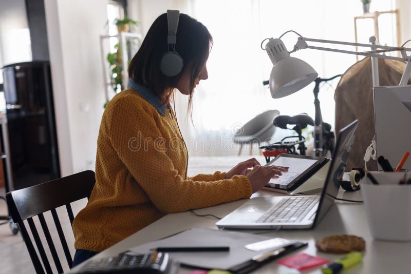 Young Freelance Business Entrepreneur Woman Working Rom Home Stock ... Young Freelance Business Entrepreneur Woman Working Rom Home Stock ...