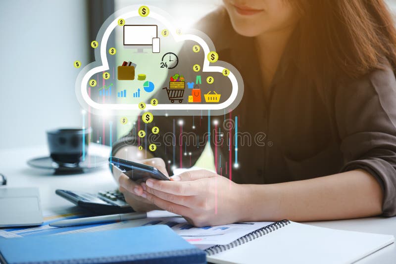 Young Freelance Using Application on Smartphone for Online Shopping or ...