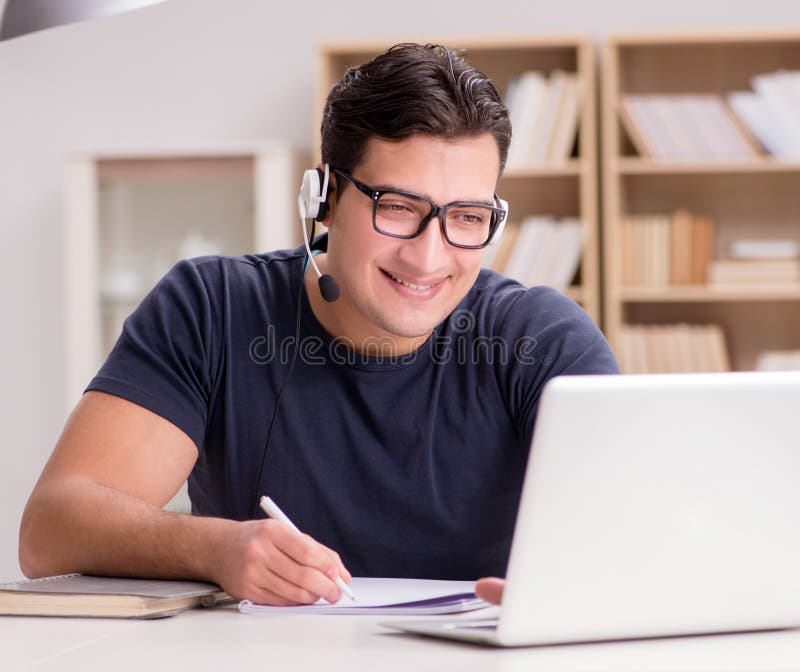 The Young Freelance Worked Working on Computer Stock Photo - Image of ...