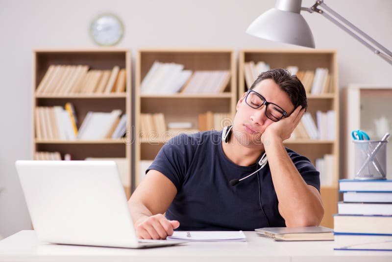 The Young Freelance Worked Working on Computer Stock Photo - Image of ...