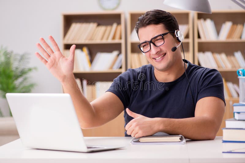The Young Freelance Worked Working on Computer Stock Image - Image of ...