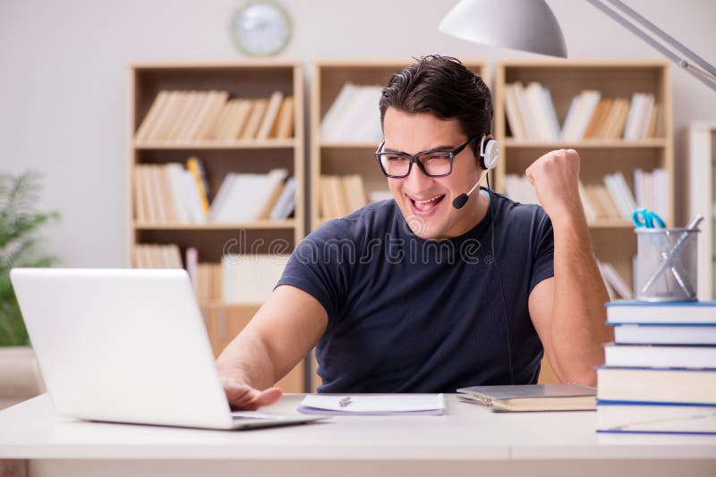 The Young Freelance Worked Working on Computer Stock Photo - Image of ...