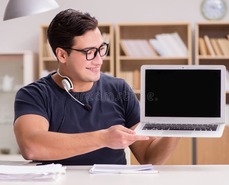 Young Freelance Worked Working on Computer Stock Photo - Image of ...