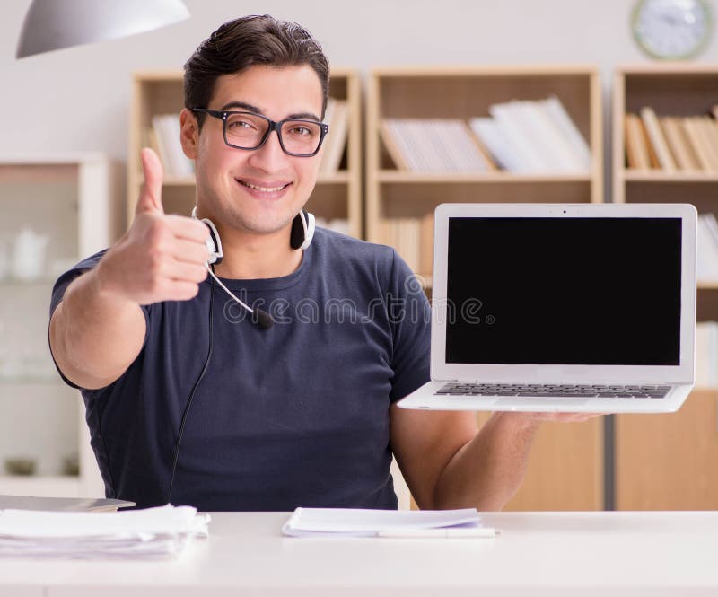 Young Freelance Worked Working on Computer Stock Photo - Image of ...