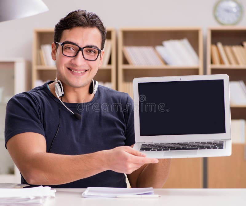 Young Freelance Worked Working on Computer Stock Photo - Image of ...