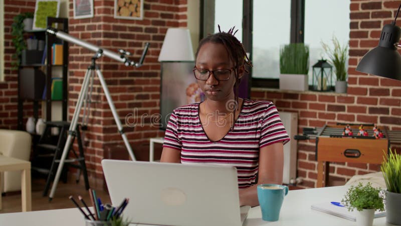 Young Freelancer Doing Remote Distant Work on Laptop Computer Stock ...