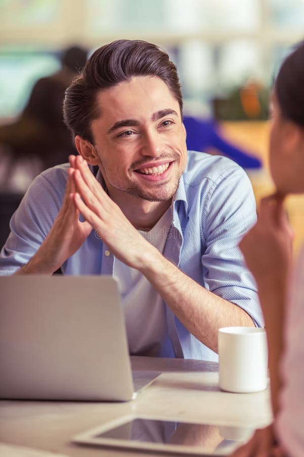 Young freelancers working stock image. Image of computer - 68212321