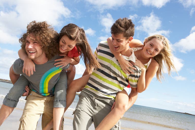 Young Friends Having Fun on Summer Beach Stock Image - Image of ...