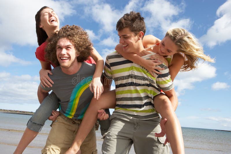 Young Friends Having Fun on Summer Beach Stock Image - Image of ...