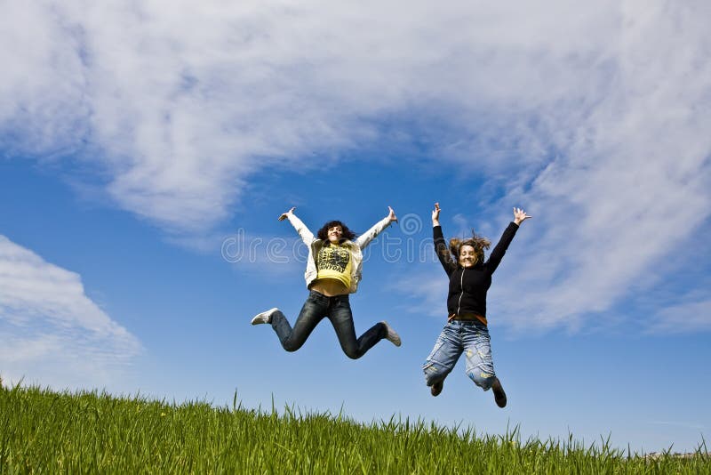 Couple jumping stock photo. Image of outdoors, copy, leap - 777932