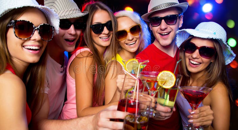 Young Friends Touching the Glases with Each Other Stock Photo - Image ...