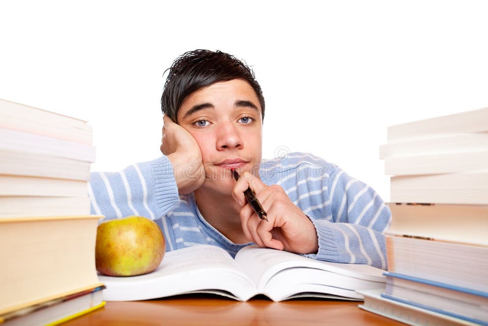 Young Frustrated Male Student with Study Books Stock Photo - Image of ...