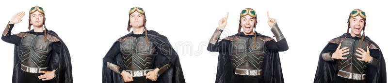 The Young Funny Man in Armour Suit Stock Image - Image of compilation ...