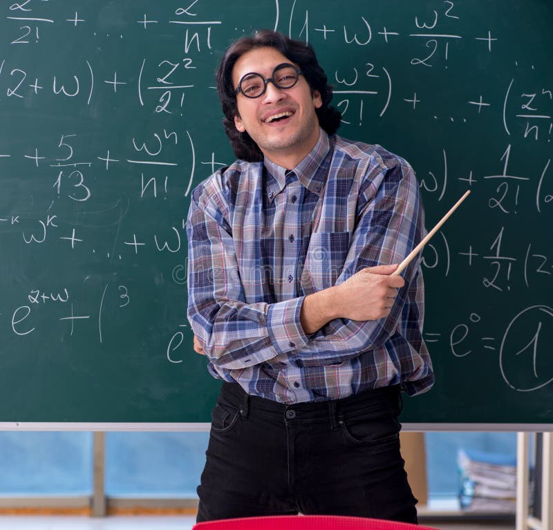 Young Funny Math Teacher in Front of Chalkboard Stock Image - Image of ...