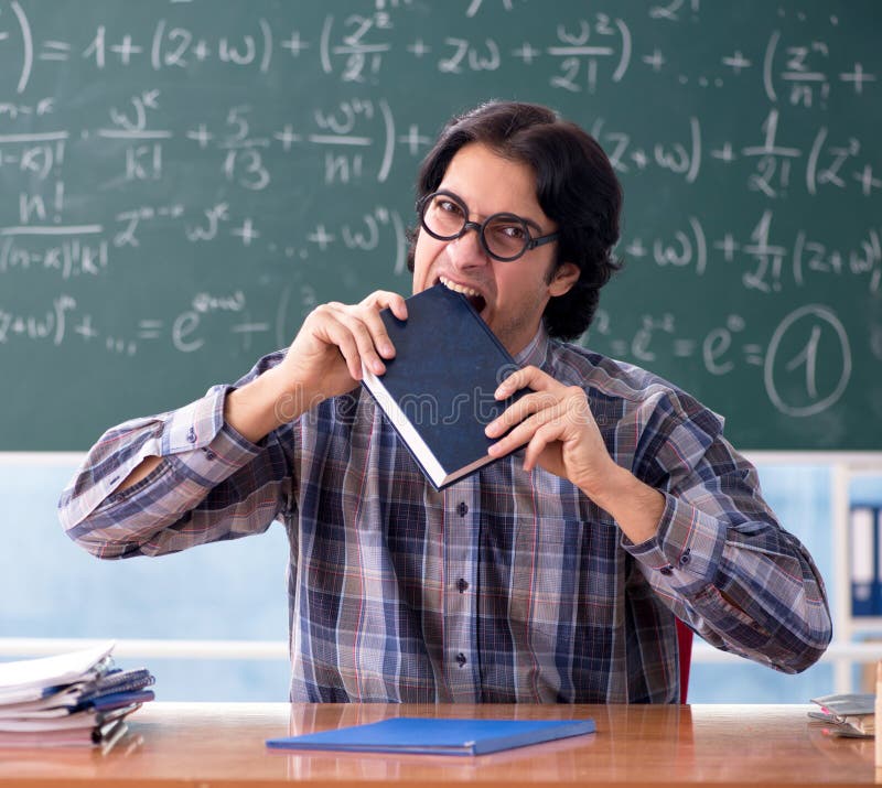 Young Funny Math Teacher in Front of Chalkboard Stock Image - Image of ...