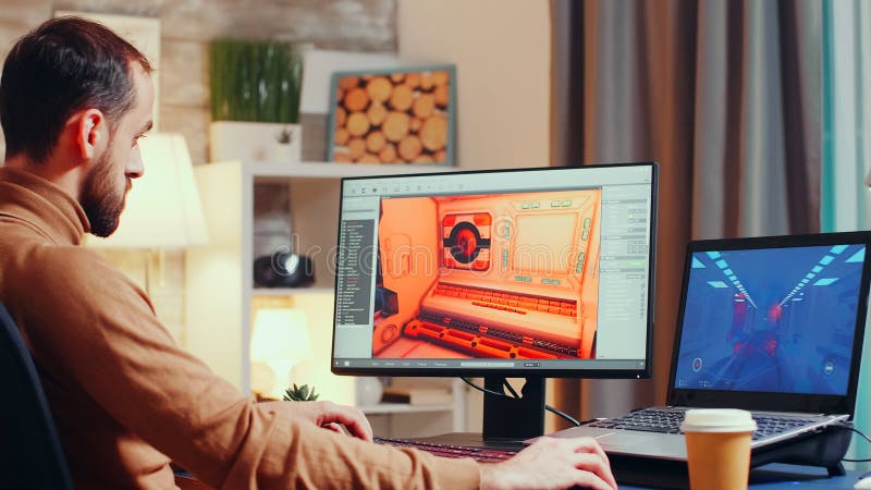 Young Game Developer Using Modern Software Stock Photo - Image of ...