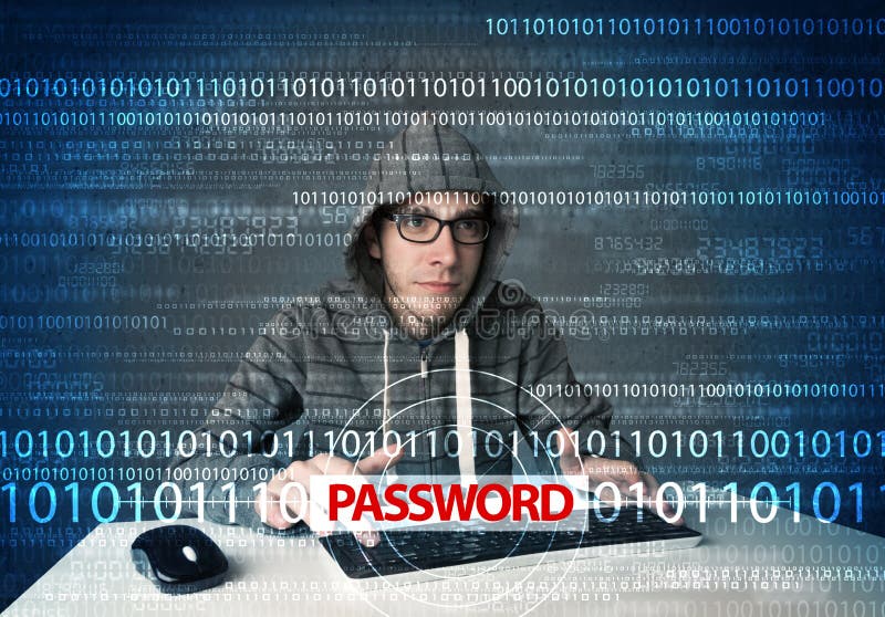 Young Geek Hacker Stealing Password Stock Image - Image of password ...