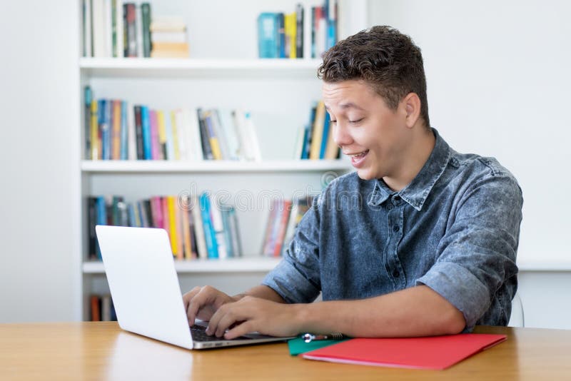 Young German Computer Science Student Working at Computer Stock Photo ...