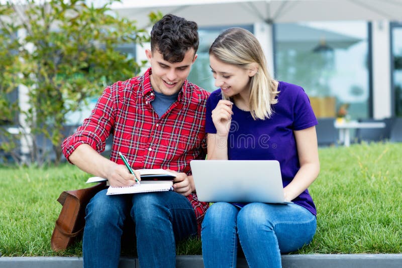 Young German Students Learning Foreign Language Stock Image - Image of ...