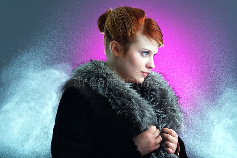 Young ginger lady stock image. Image of nice, black, hairstyle - 13905423