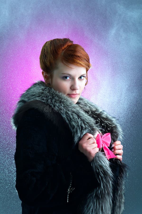 Young Ginger Lady Under the Rain Stock Image - Image of coat, makeup ...
