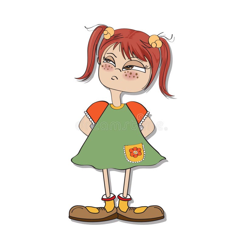 Young Girl Amused and Distrustful Stock Vector - Illustration of ...