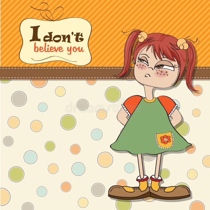 Young Girl Amused and Distrustful Stock Vector - Illustration of shoes ...