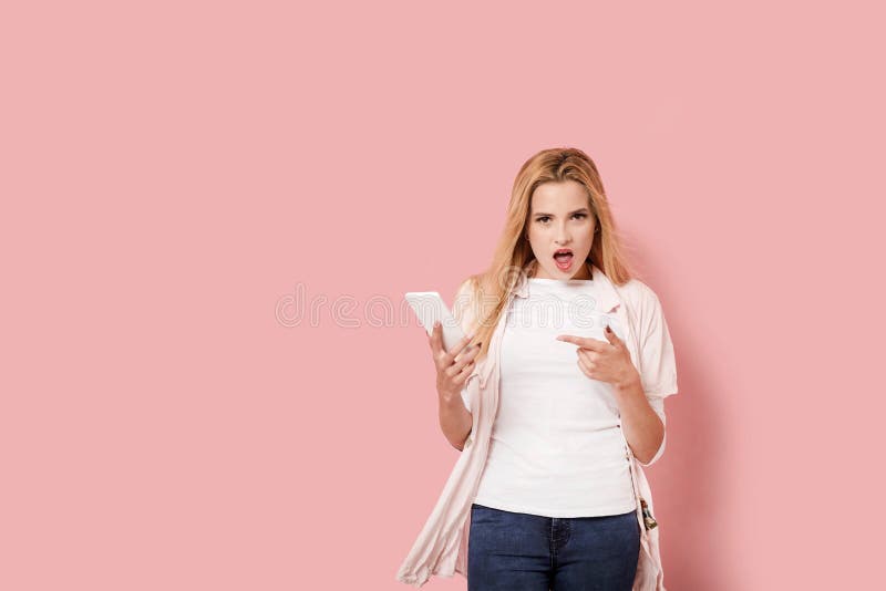Young Girl is Angry after Call Stock Image - Image of cute, female ...