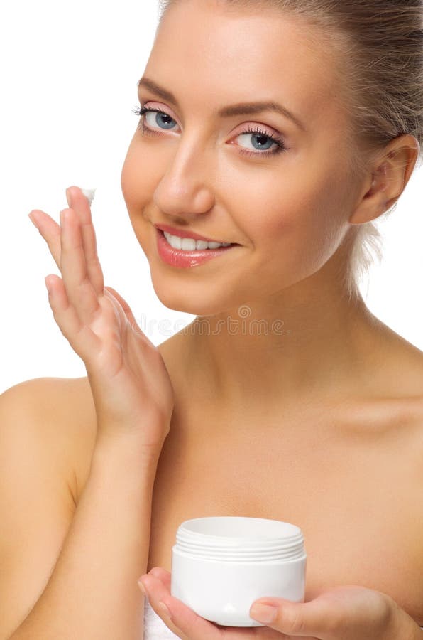 Young Girl Applying Face Cream Stock Photo - Image of hygiene, healthy ...