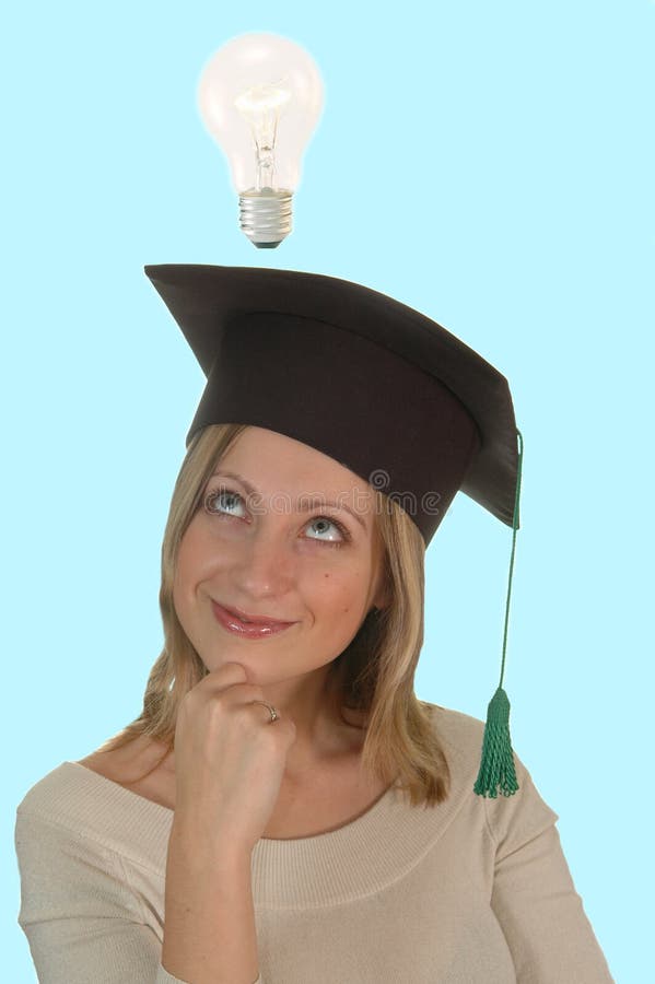 Young Girl with Bachelor Cap Stock Photo - Image of collegian, girl ...
