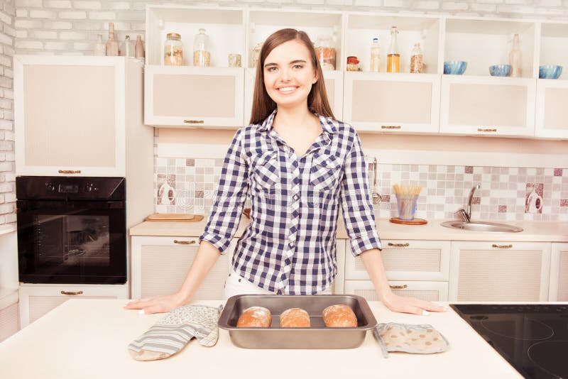 Young Girl Baking Cakes in the Kitchen Stock Photo - Image of design ...