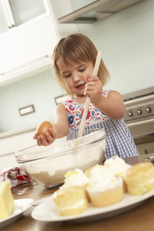 Young Girl Baking Cakes in Kitchen Stock Photo - Image of cooking ...