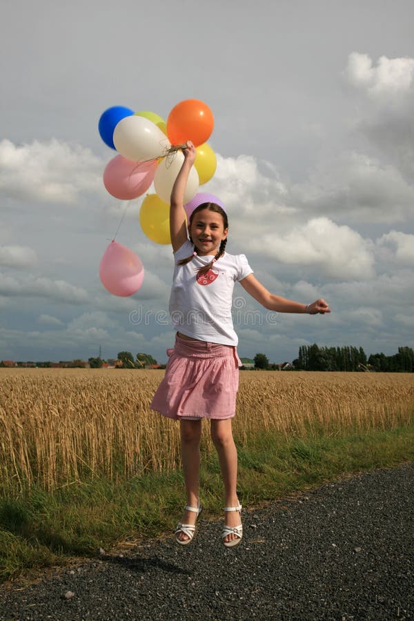 Young girl with balloon stock photo. Image of girl, country - 10871232