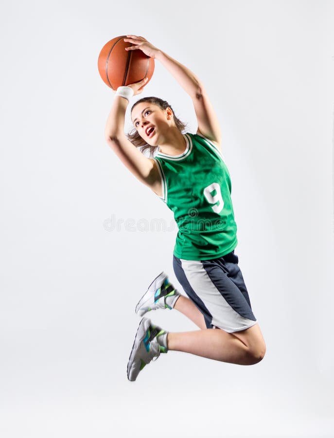 Girl Basketball Players Dunking