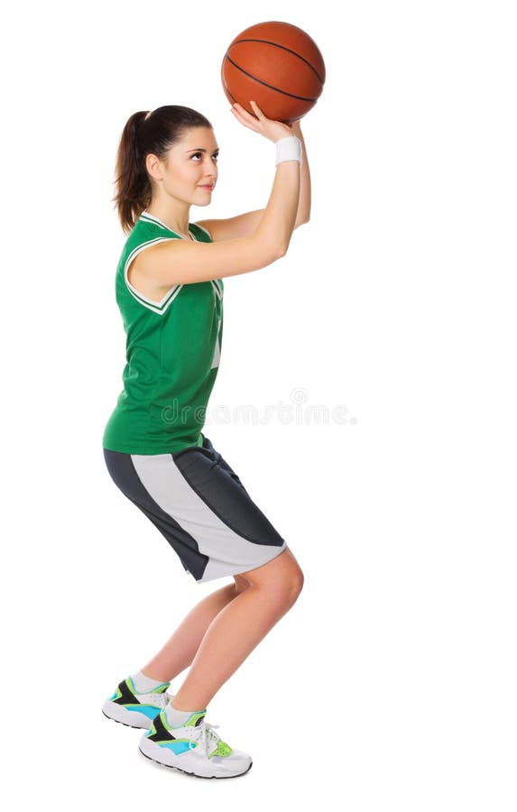 Girl Basketball Shooter with Pennant Stock Image - Image of athlete ...