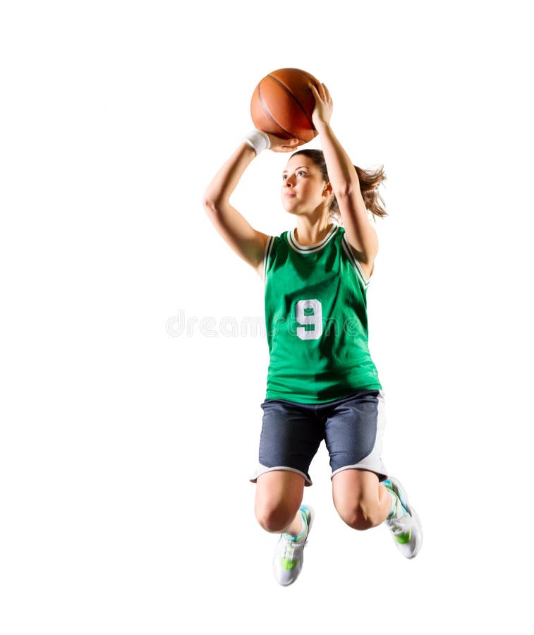 Female Basketball Player Holding a Basket and Posing Stock Photo ...