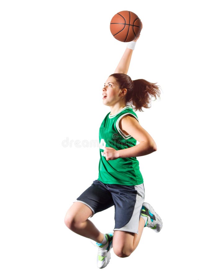 Young Girl Basketball Player Stock Photo - Image of action, flying ...