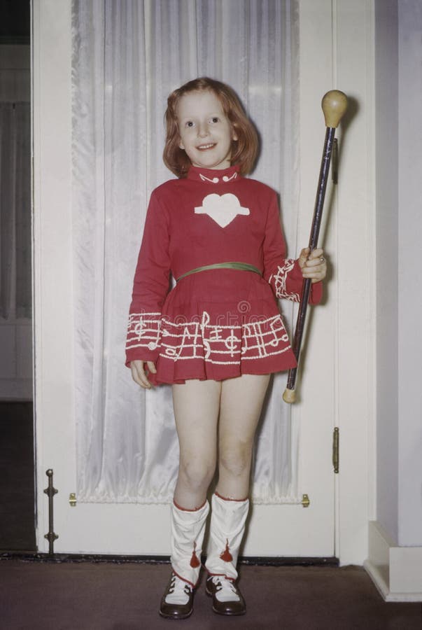 Young girl with baton stock image. Image of vintage, alone - 5920195