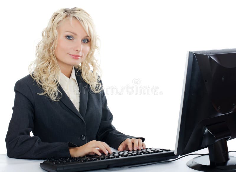 The Young Girl Behind The Computer Picture. Image: 20649602