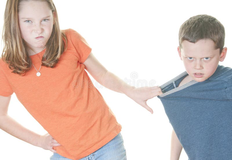 Young Girl Being Mean To Boy Stock Image - Image of acting, children ...