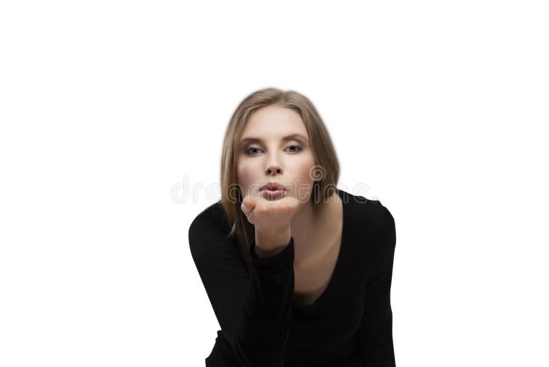 Young girl blowing stock image. Image of expression, female - 45640223