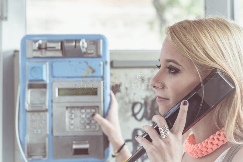 Young Girl Calling by Phone Stock Photo - Image of female, outdoor ...