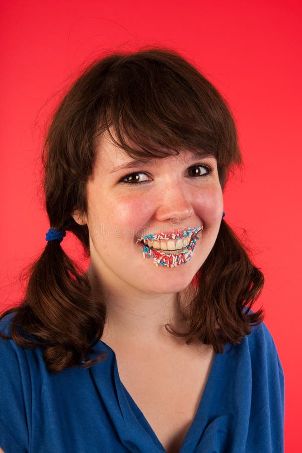 Young girl with candy lips stock image. Image of candy - 26459153