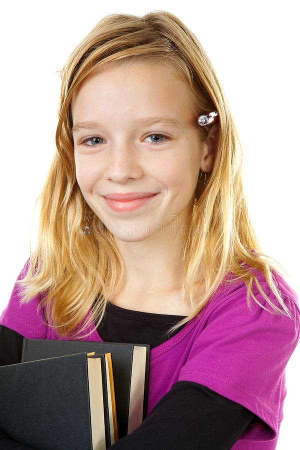 Young girl carry books stock photo. Image of posing, books - 16646852
