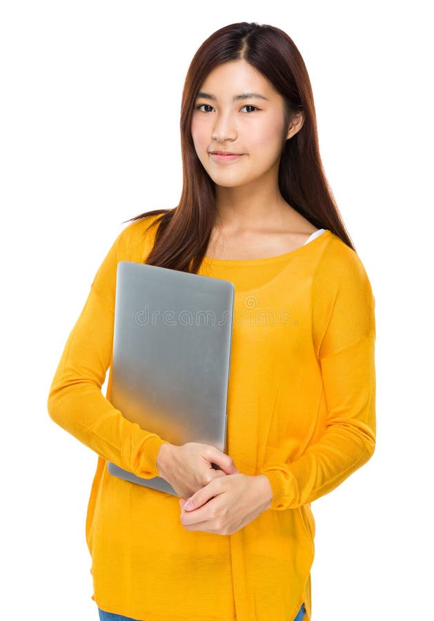Young Girl Carry with Portable Computer Stock Image - Image of learn ...