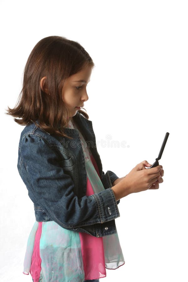 Young Girl / Child with Cell Phone Stock Photo - Image of pink, chat ...