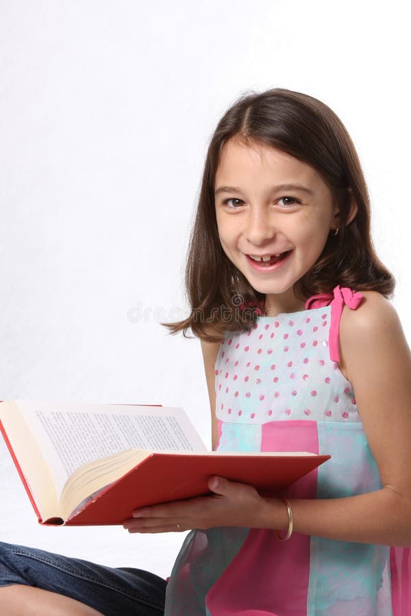 Young Girl / Child Reading Book Stock Image - Image of hands, happy ...