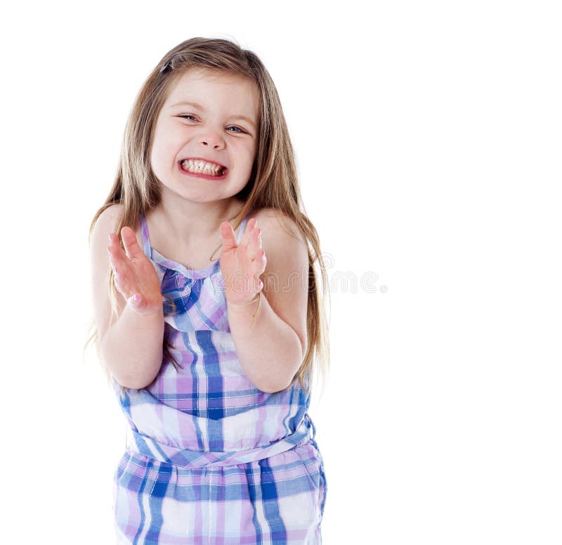 Young Girl Clapping Hands on White Stock Photo - Image of sweet ...